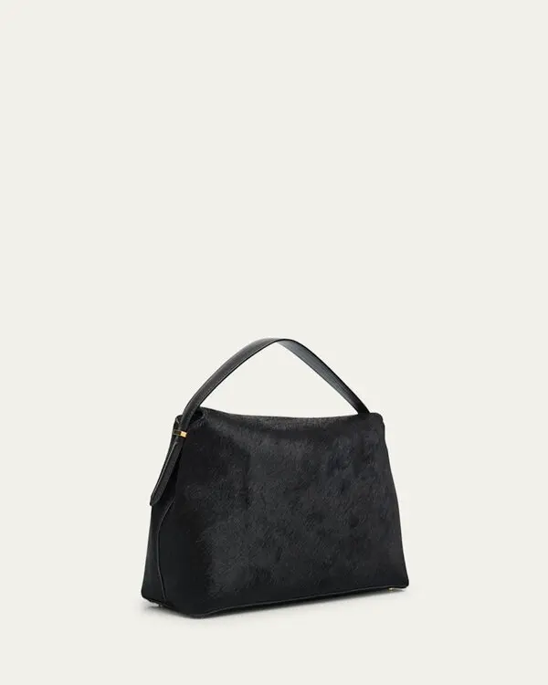 TOTEME T Lock Horsehair Top-handle Bag - Black