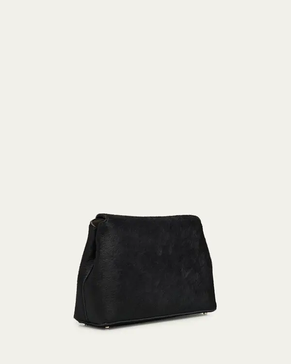 TOTEME T-lock Flap Horsehair Clutch - Black