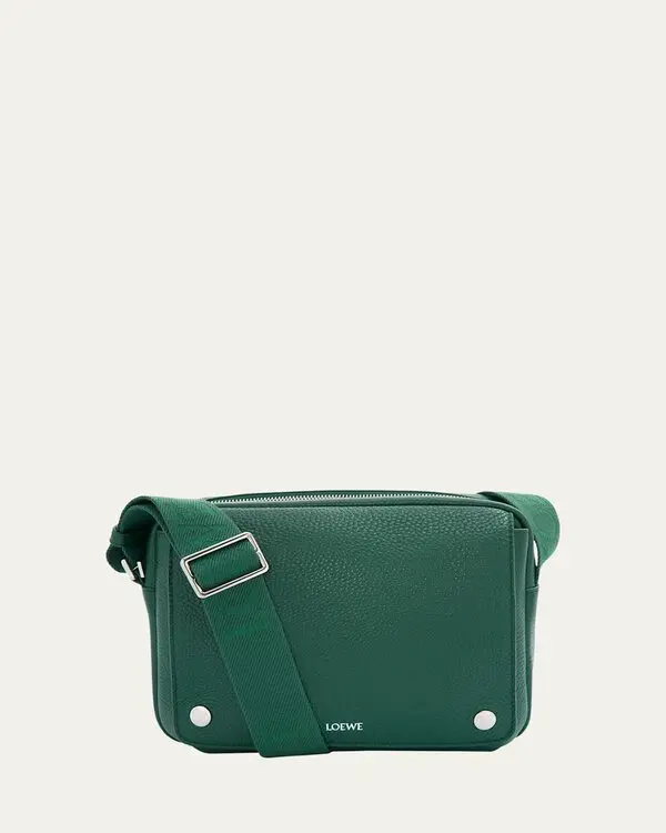 Loewe Xs Pebble Leather Messenger Bag - Evergreen