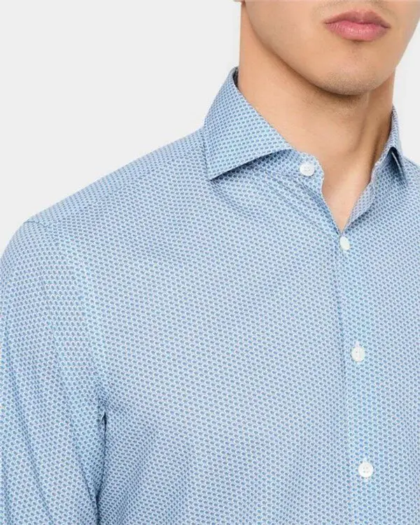 Canali Apos;s Cotton And Lyocell Micro-geometric Sport Shirt