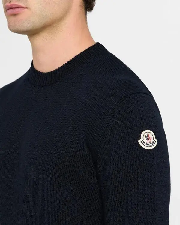 Moncler Cotton Crewneck Pullover Sweater - Blue