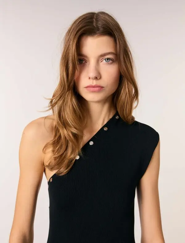 Maje Asymmetric Knit Maxi Dress