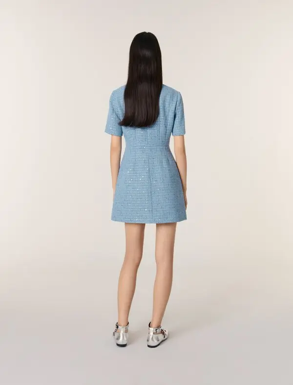 Maje Sequin Tweed Mini Dress