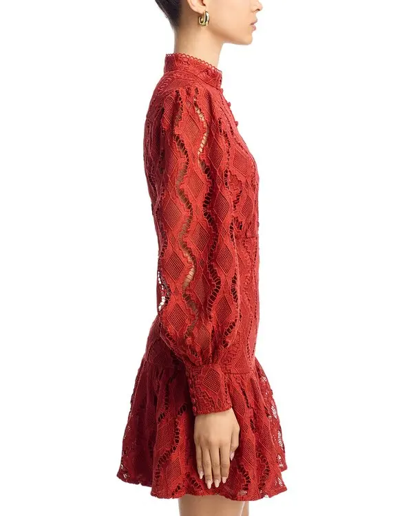 Aqua Wavy Lace Mini Dress In Rust - 68% Off | Editorialist