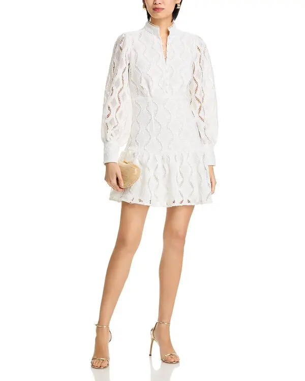 Aqua Wavy Lace Mini Dress - White