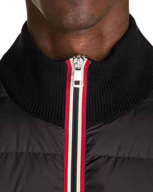Moncler Wool Knit Quilted Down Combo Cardigan - Black