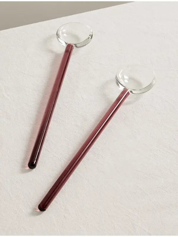 YALI GLASS Set Of Two Glass Salad Servers - Pink