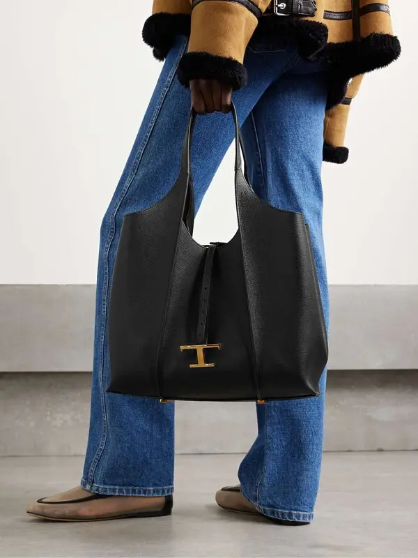 TOD'S Large Textured-leather Shoulder Bag