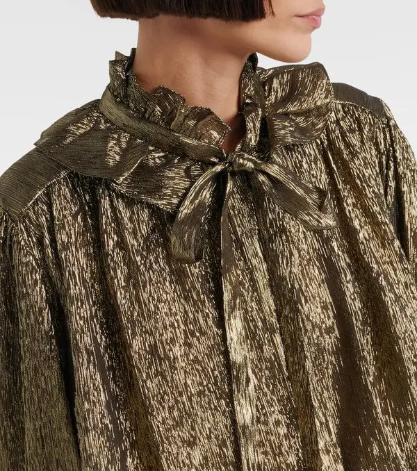 Chloé Ruffled Lame Silk-blend Blouse