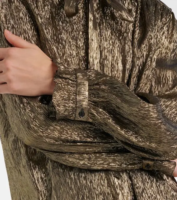 Chloé Ruffled Lame Silk-blend Blouse