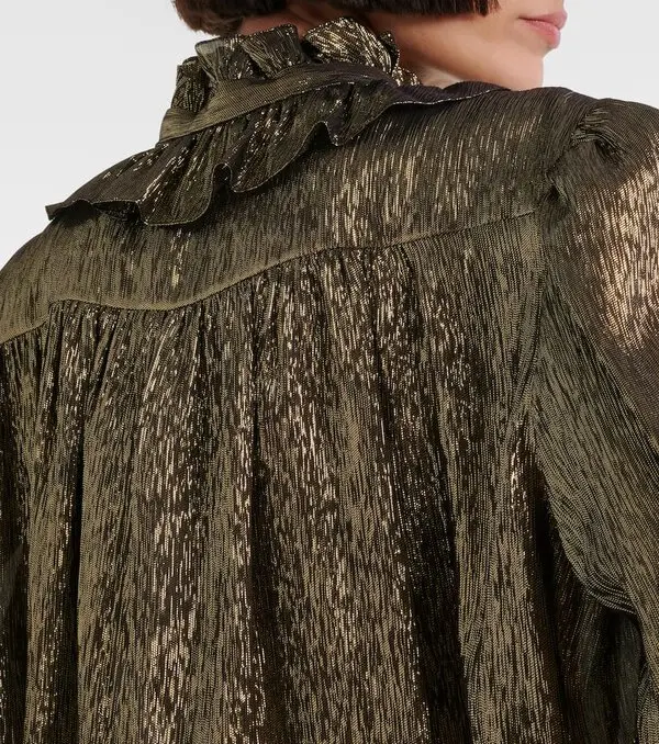 Chloé Ruffled Lame Silk-blend Blouse