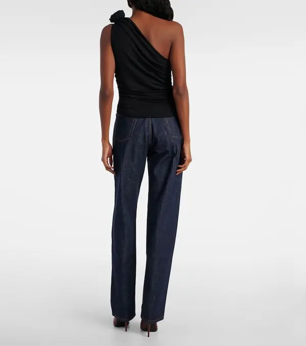Magda Butrym Floral Appliqué One-shoulder Top - Black