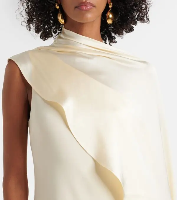 TALLER MARMO Berenson Caped Crepe Cady Gown - White