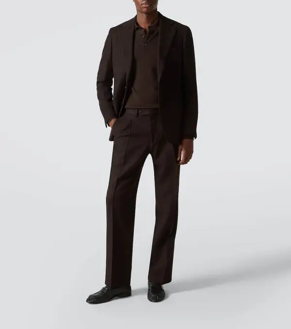 SAMAN AMEL Amo Wool Twill Straight-leg Pants