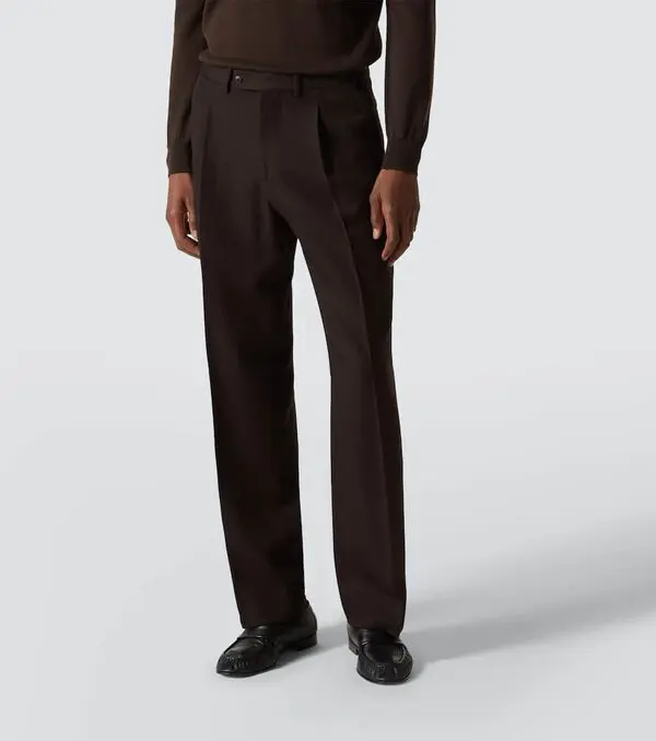 SAMAN AMEL Amo Wool Twill Straight-leg Pants