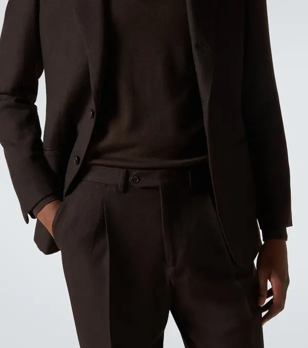 SAMAN AMEL Amo Wool Twill Straight-leg Pants