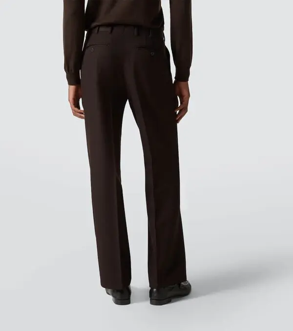 SAMAN AMEL Amo Wool Twill Straight-leg Pants