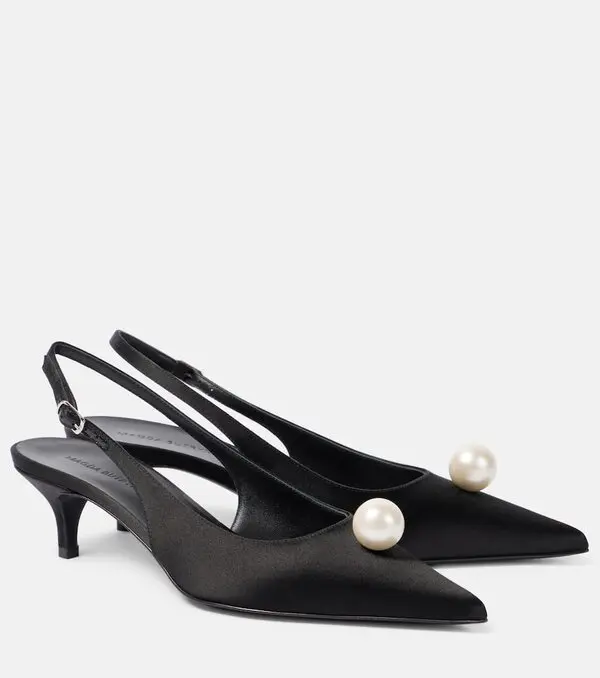 Magda Butrym Embellished Satin Slingback Pumps