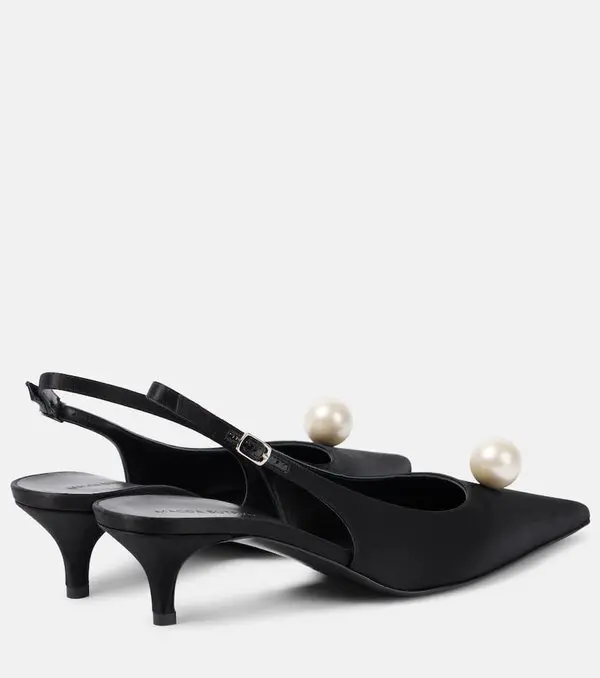 Magda Butrym Embellished Satin Slingback Pumps