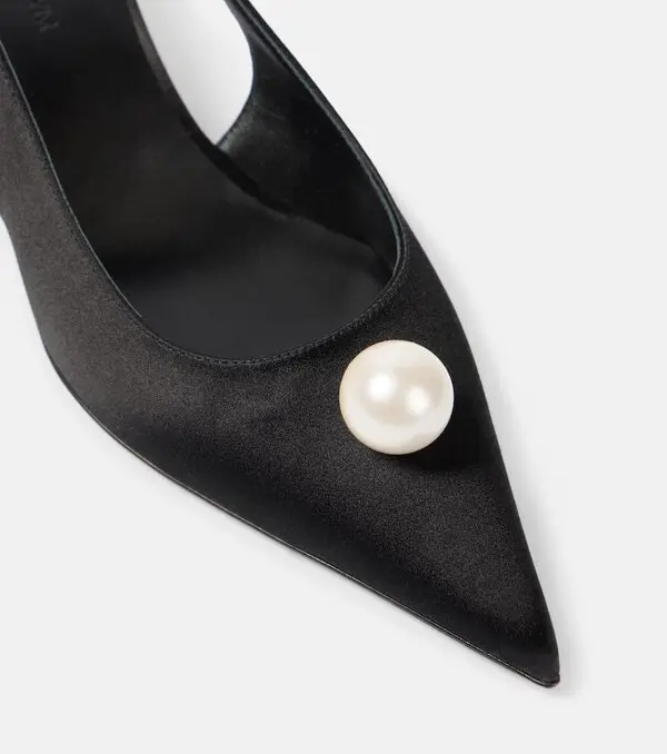 Magda Butrym Embellished Satin Slingback Pumps