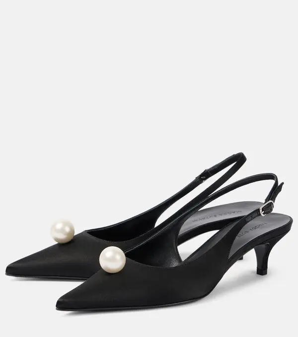 Magda Butrym Embellished Satin Slingback Pumps