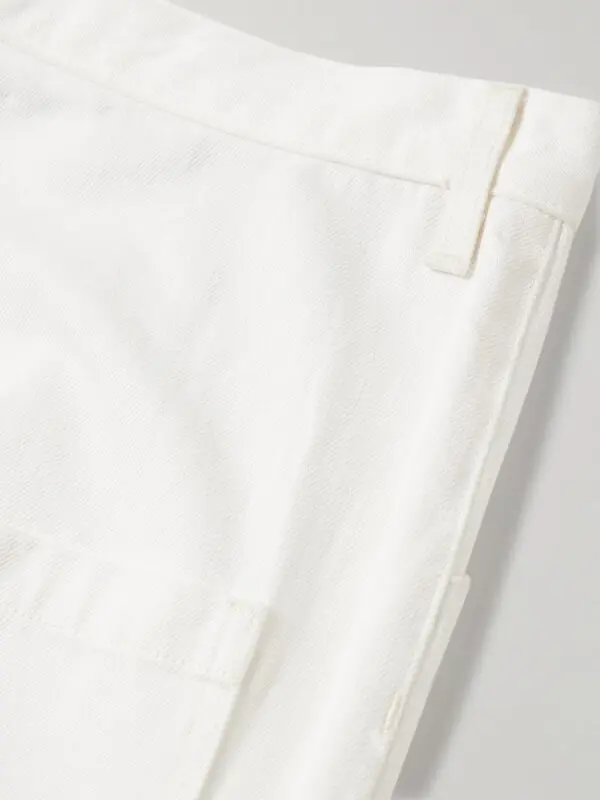 NILI LOTAN Shon Cotton-blend Twill Tapered Trousers - Neutrals