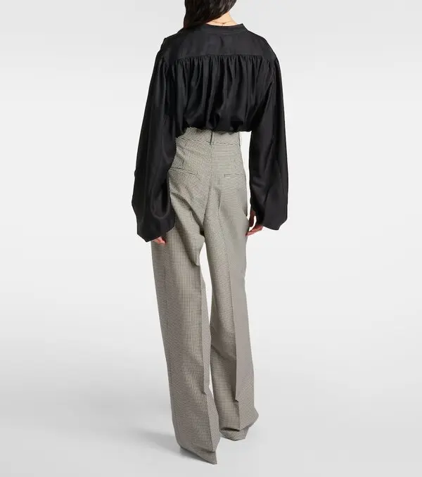 RÓHE Gingham Wool-blend Wide-leg Trousers