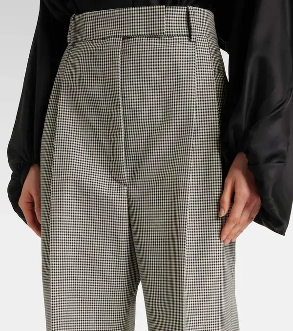 RÓHE Gingham Wool-blend Wide-leg Trousers