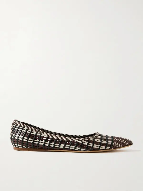 Gabriela Hearst Milos Woven Leather Ballet Flats - Brown