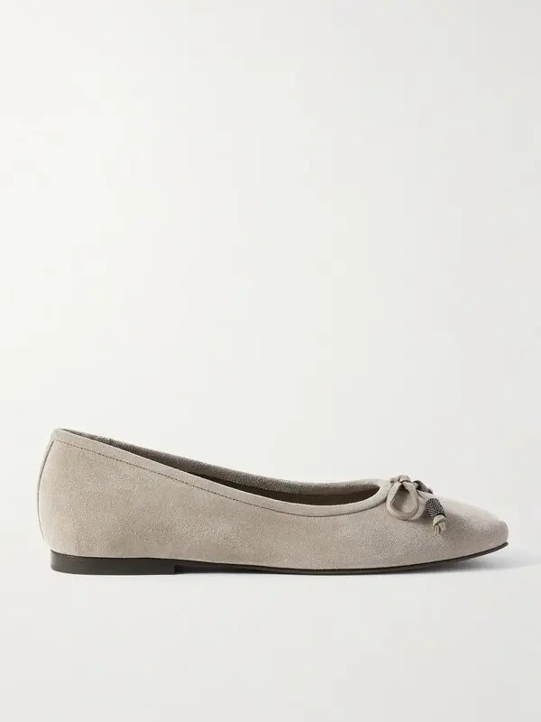 Brunello Cucinelli Bead-embellished Ballet Flats - Neutrals