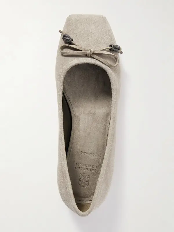 Brunello Cucinelli Bead-embellished Ballet Flats - Neutrals