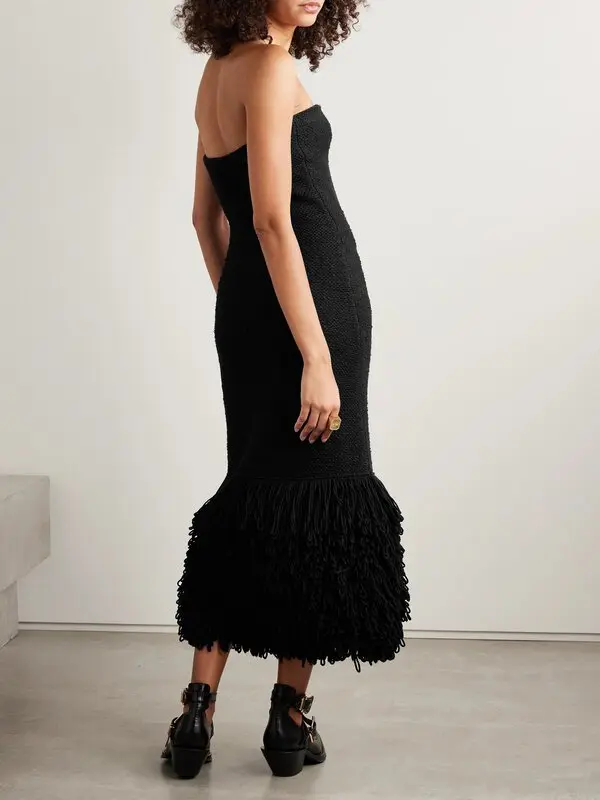 Gabriela Hearst Corus Fringed Cashmere And Silk-blend Midi Dress