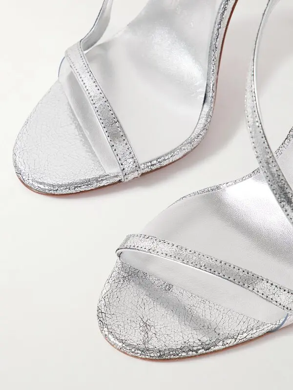 CHRISTIAN LOUBOUTIN Rosalie 100 Metallic Cracked-leather Slingback Sandals - Silver