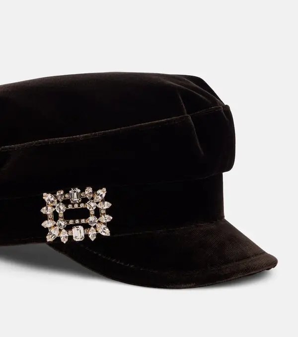 ROGER VIVIER Velvet Newsboy Cap - Brown