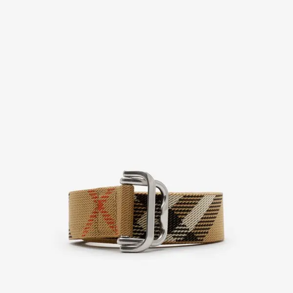 Burberry Check Webbing Belt - Sand Beige