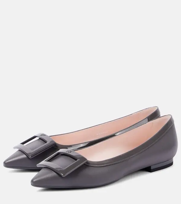 ROGER VIVIER Gommettine Leather Ballet Flats