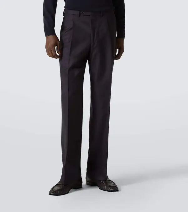 SAMAN AMEL Amo Wool Twill Straight-leg Pants