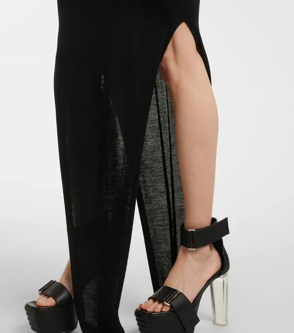 Rick Owens Wool Maxi Dress With Cape Effect