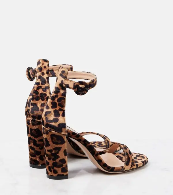 GIANVITO ROSSI Gaeta 95 Leopard-print Velvet Sandals - Brown
