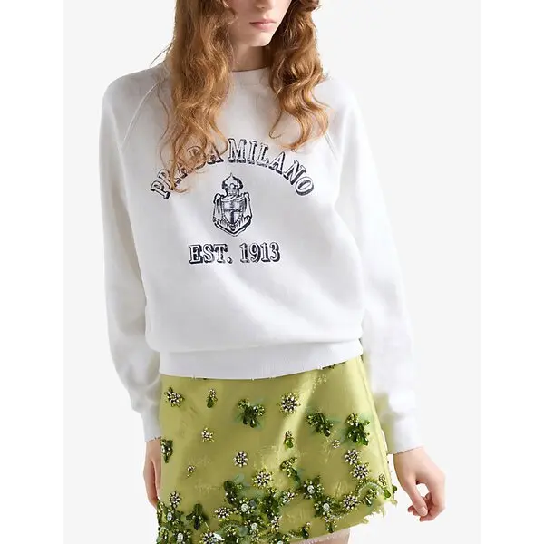 Prada Branded-print Cotton-jersey Sweatshirt