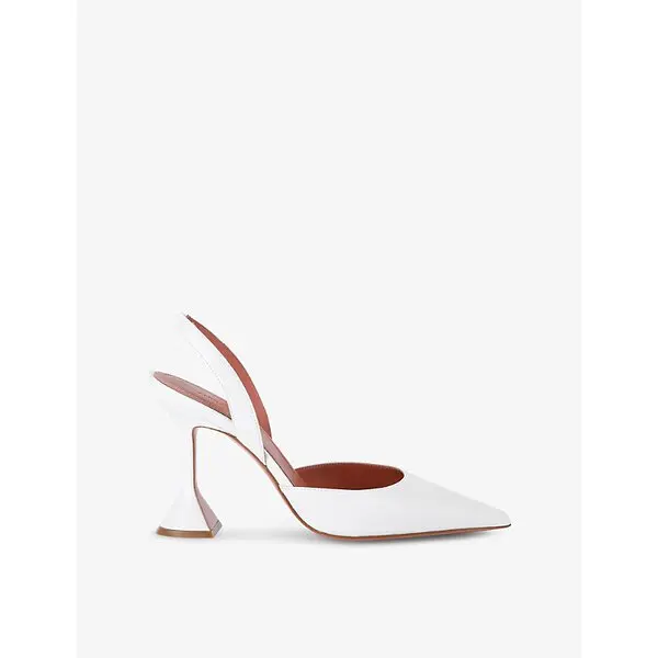 Amina Muaddi Holli 95 Slingback Leather Heeled Courts - White