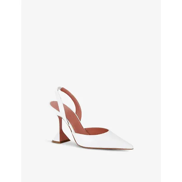 Amina Muaddi Holli 95 Slingback Leather Heeled Courts - White