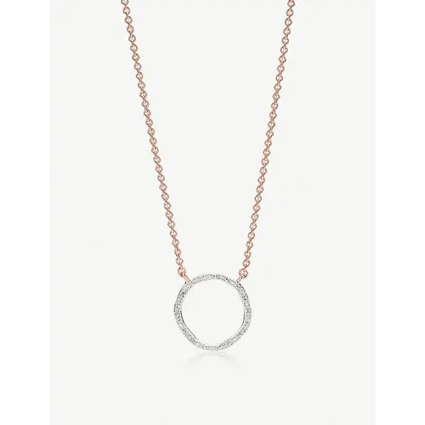 Monica Vinader Riva Mini Circle Diamond Necklace - 18 Ct Rose Gold