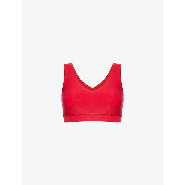 Chantelle Soft V-neck Stretch-woven Bralette - Poppy Red