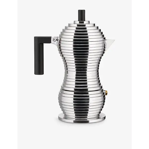 ALESSI Pulcina Espresso 3-cup Coffee Maker - Silver And Black