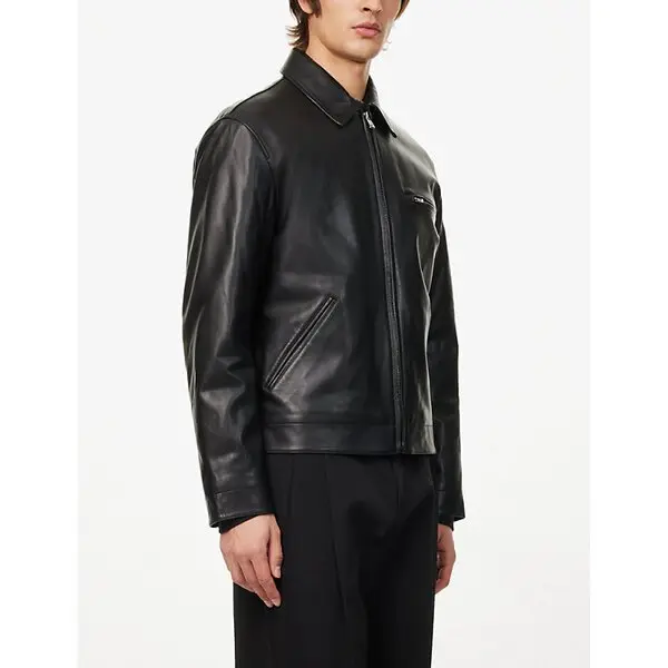 Theory Relaxed-Fit Leather Jacket - Black | Editorialist