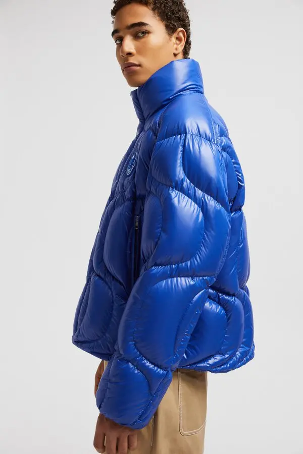 Palm Angels X Moncler Haunani Short Down Jacket - Blue | Editorialist