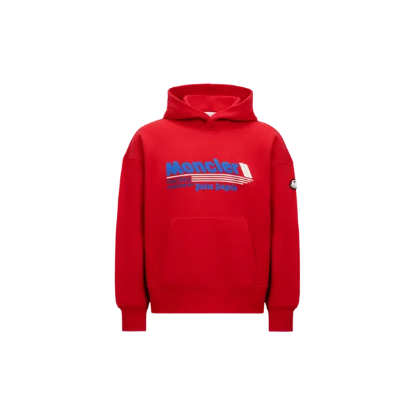 Moncler X Palm Angels Racing Logo Cotton Hoodie - Red
