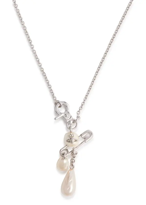 VIVIENNE WESTWOOD Claude Small Pearl Drop Necklace - Silver