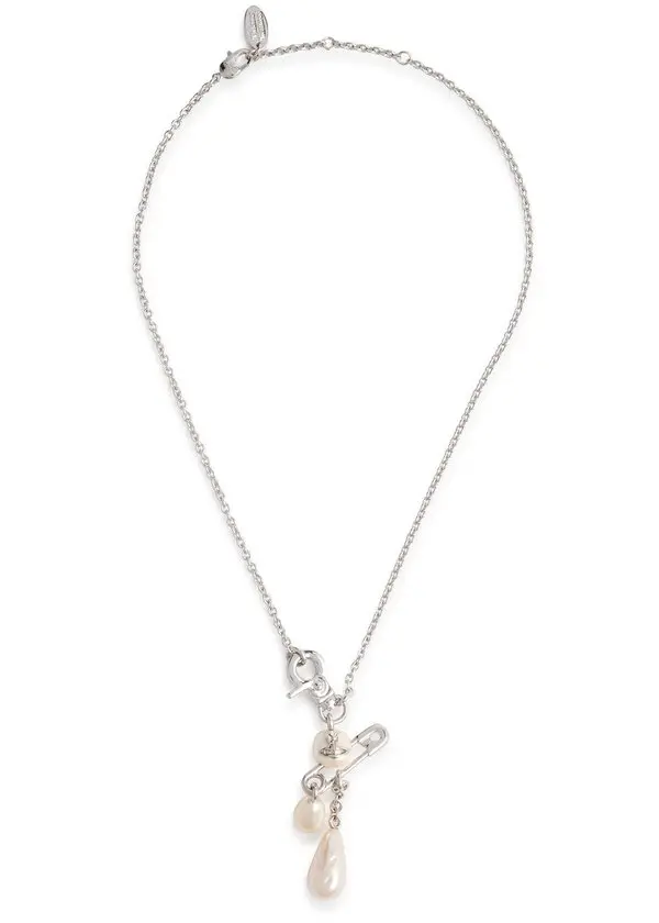 Vivienne Westwood Claude Small Pearl Drop Necklace - Silver